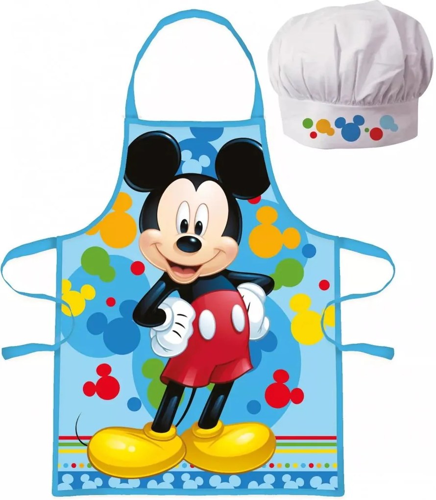 Dětská / chlapecká zástěra s kuchařskou čepicí Mickey Mouse - Disney - pro děti 3 - 8 let