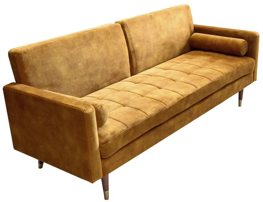 Designová rozkládací sedačka Walvia 196 cm hořčicová žlutá