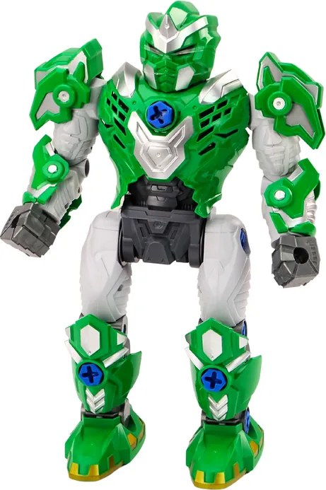 LEAN Toys Robot na šroubování, zbraň, vrtačka, šroubovák, světla, zvuk, zelená barva