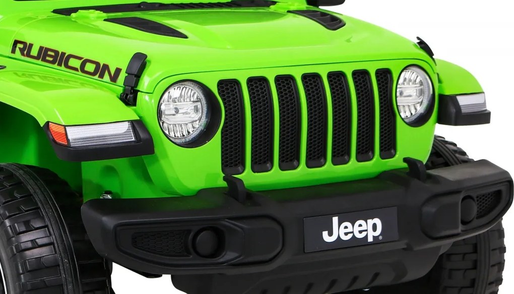 Ramiz Jeep Wrangler Rubicon elektrické auto pro děti zelené + dálkové ovládání + MP3 LED rádio + EVA kola