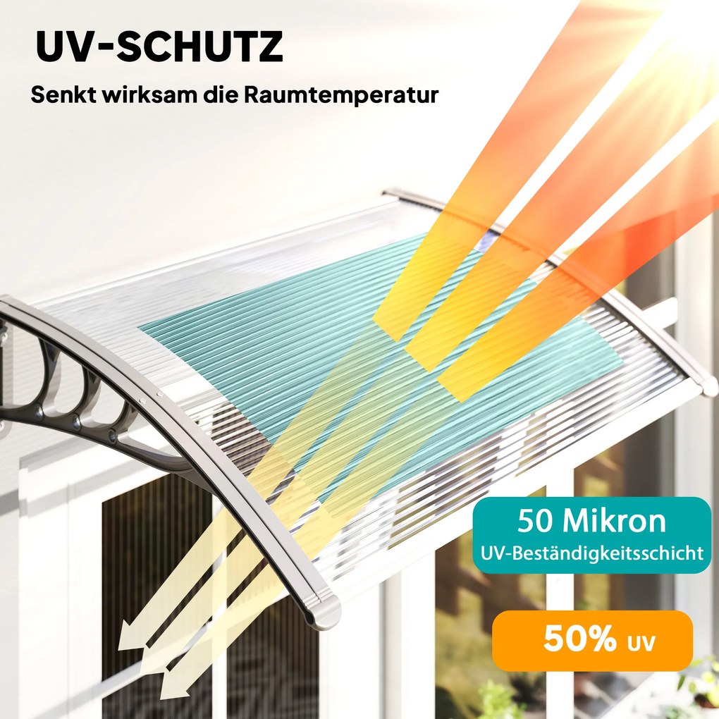 Outsunny stříška na vchodové dveře 100 x 75 cm stříška z hliníku a polykarbonátu s UV ochranou stříška na vchodové dveře na balkon, ochrana proti slu…