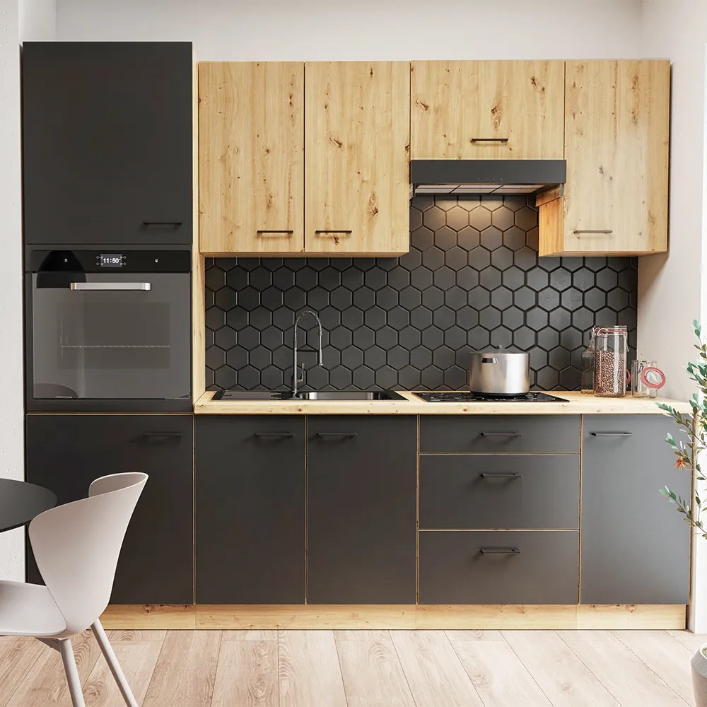 MODENA | dolní skříňka 60 D 1F s policí | 60 cm | UNI dvířka | artisan/černá mat