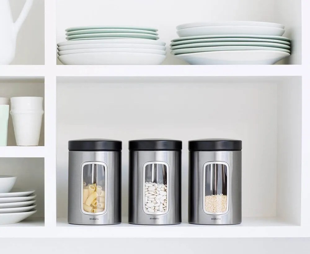 Brabantia Dóza okénko 1,4L matná ocel otiskuvzdorná sada 3ks