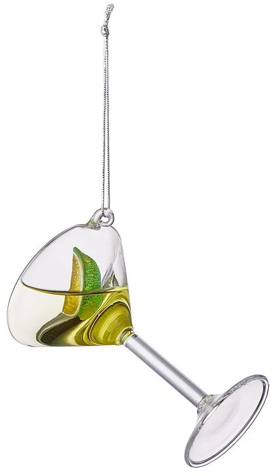 HANG ON Skleněná ozdoba sklenice martini