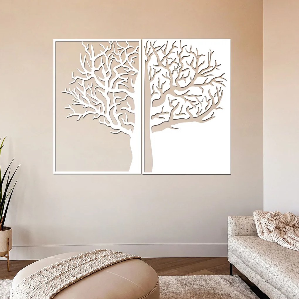 dřevo života Dřevěný strom na zeď DUALITY Barevný vzor: Bílá, Rozměry (cm): 120x90