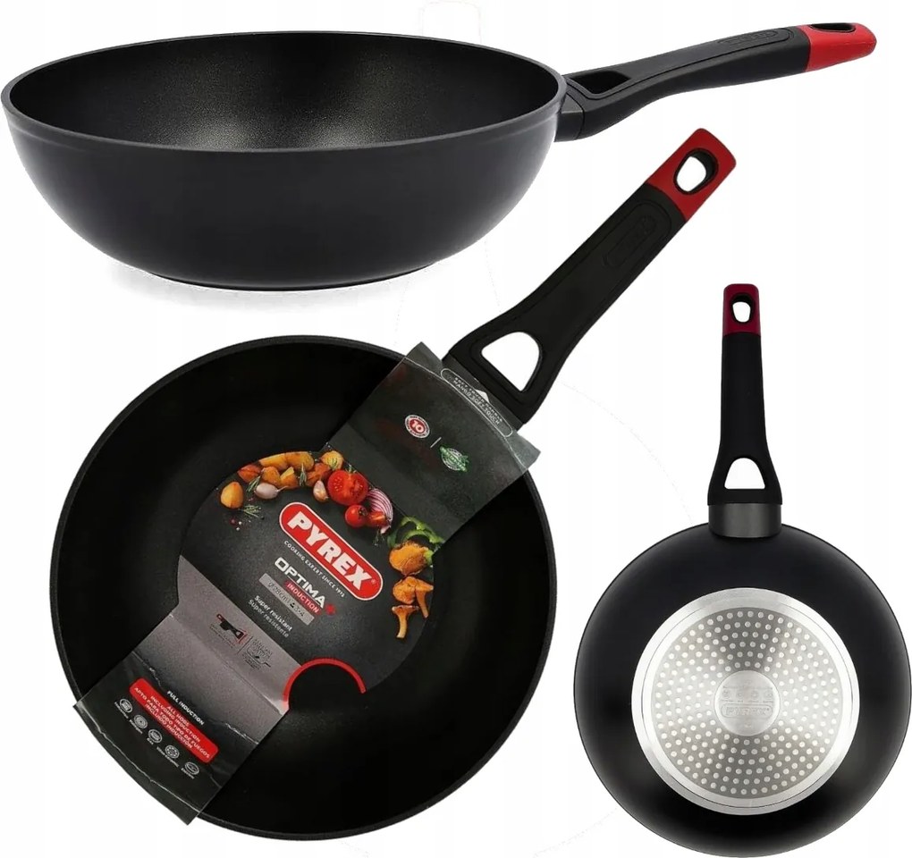 Hluboká nepřilnavá pánev Wok Optima+ 28 cm Pyrex, indukční plyn