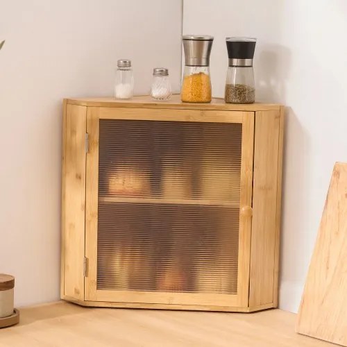 Rohový chlebník na kuchyňskou linku VEVOR, 320x320x425 mm – Přírodní barva dřeva