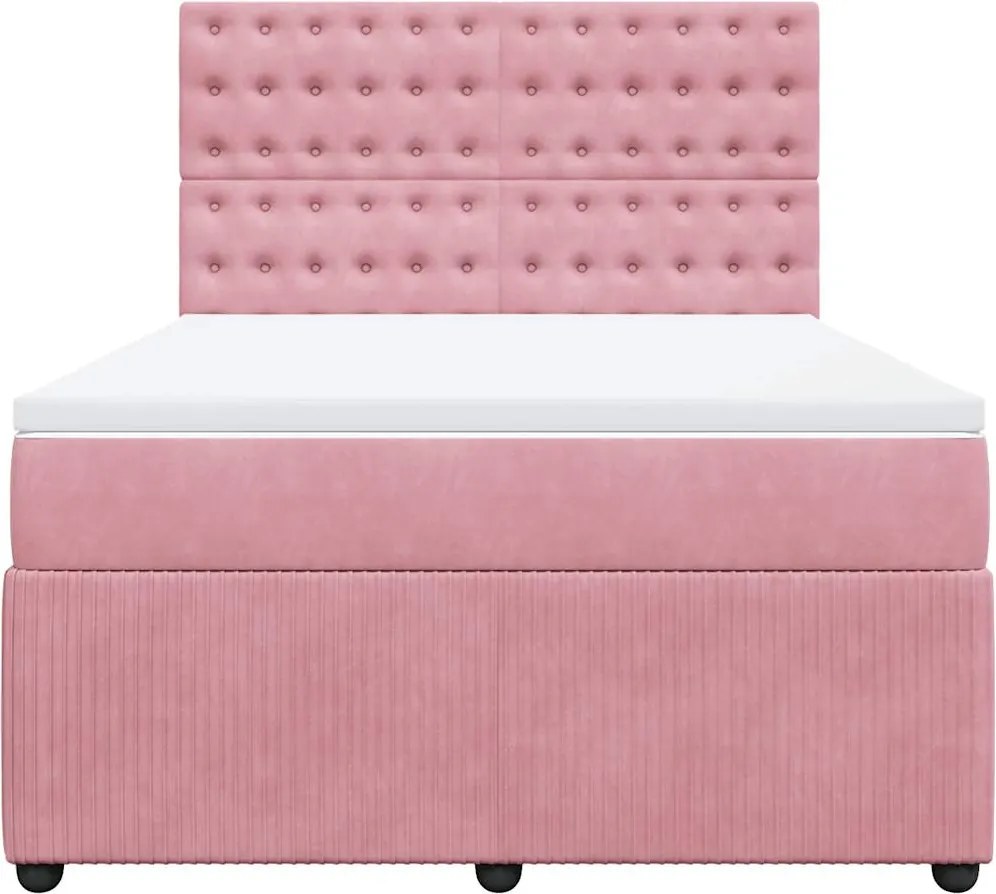 Box spring postel s matrací růžová 140x190 cm samet 3294651