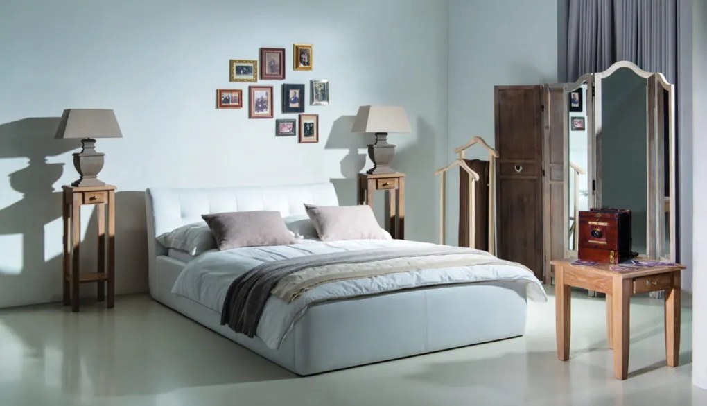 Kožená postel FIORO typ 1, šířka 160 cm, bočnice 52 cm