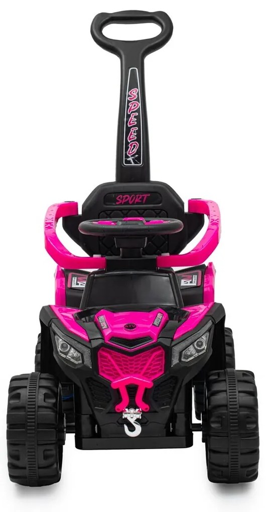 Dětské elektrické odrážedlo Baby Mix Ruggy s vodící tyčí růžové