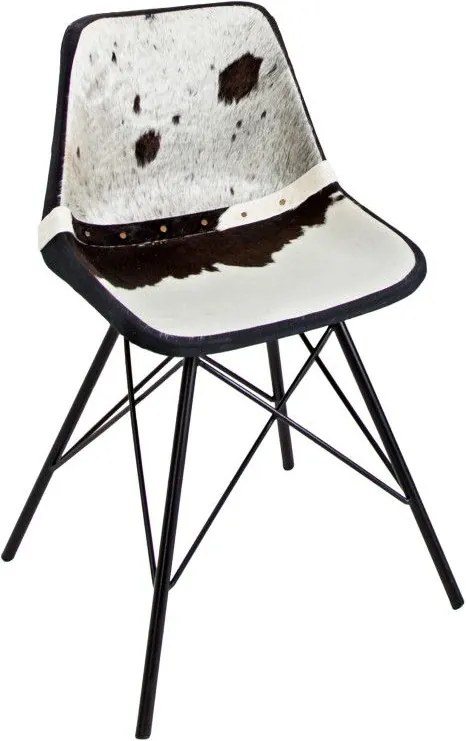 Deflee židle TORO BLACK WHITE pravá kůže ZDL36817100% pravá kůže, textilie, kov  45 cm x 80 cm x 50 cm