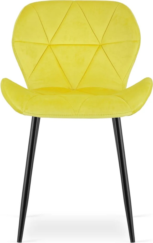 Jídelní židle MANGO VELVET s černými nohami, žlutá