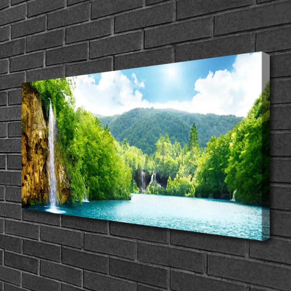 Obraz na plátně Hory Les Jezero Příroda 125x50 cm