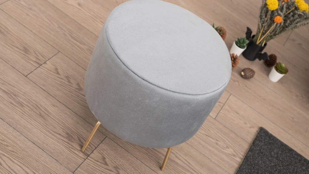 Atelier del Sofa Taburet Octo - Grey, Šedá, Zlatá