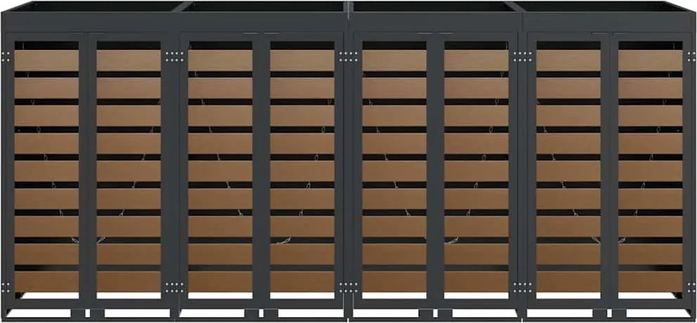 vidaXL Úložný box na 3 popelnice Antracit 340 x 77,5 x 115,5 cm Ocel [3394775]
