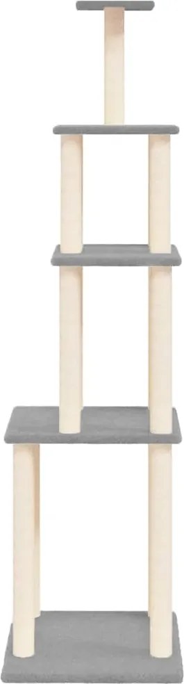 Škrabadlo pro kočky se sisalovými sloupky světle šedé 183 cm 171745