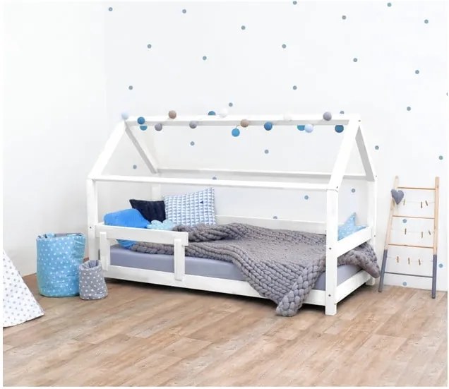 Bílá dětská postel s bočnicí ze smrkového dřeva Benlemi Tery, 80 x 190 cm