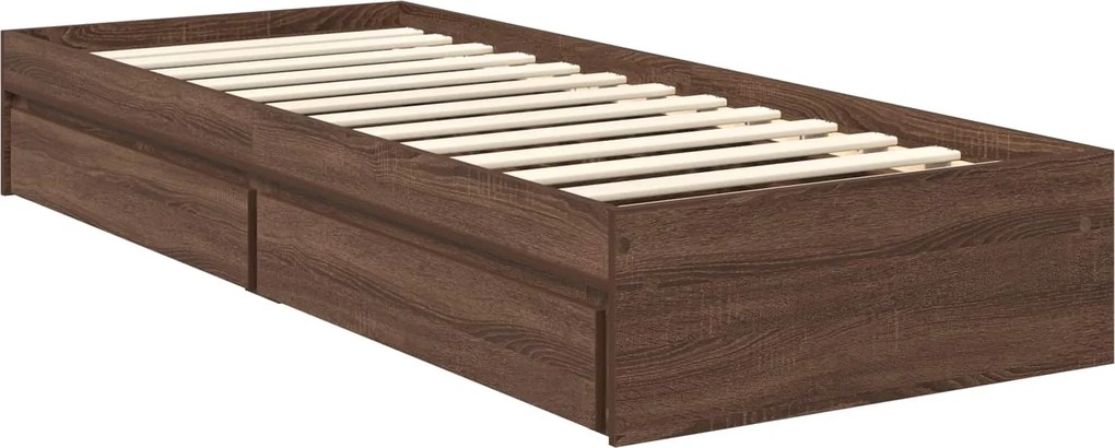 Postel s úložným prostorem se zásuvkou Hnědý dub 75 x 190 cm 3408514