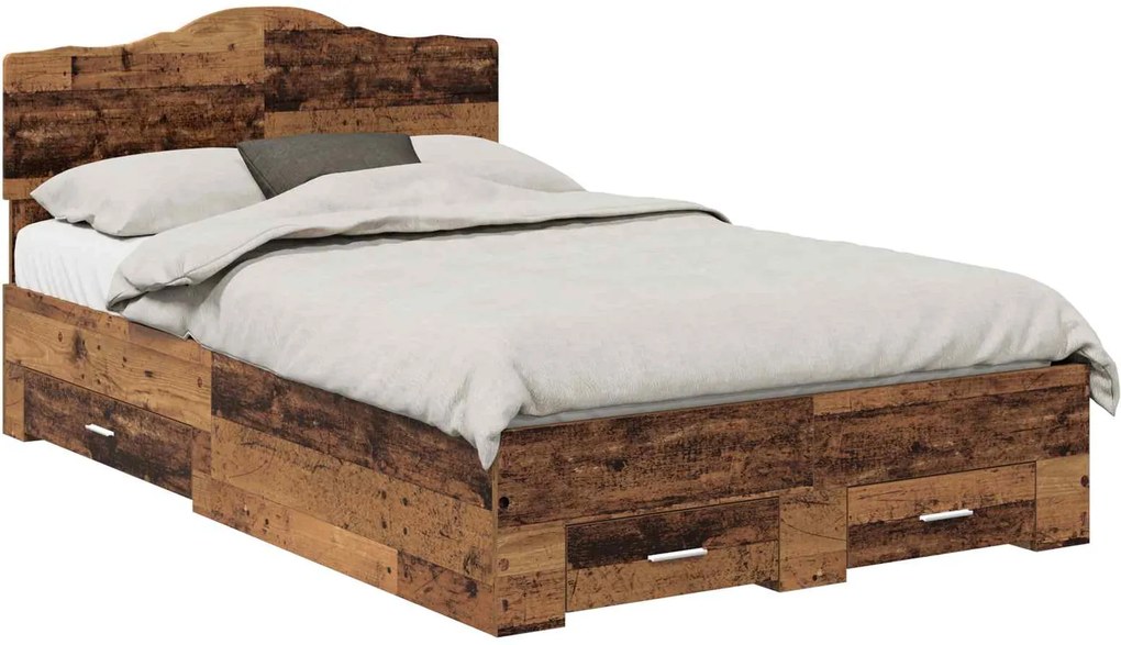 Rám postele s čelo Staré dřevo 120 x 190 cm Kompozitní dřevo 3413227
