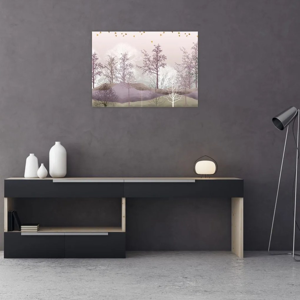 Skleněný obraz lesa (70x50 cm)