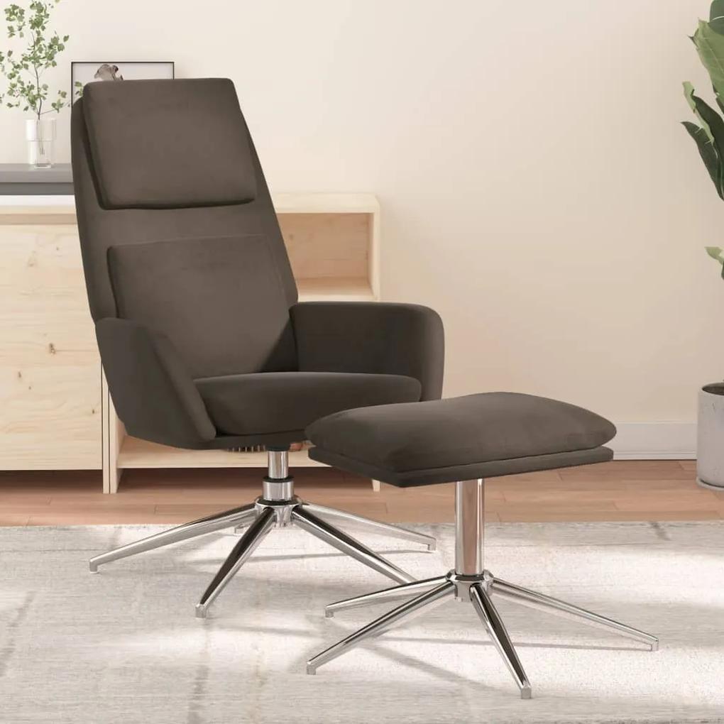 Relaxační křeslo se stoličkou tmavě šedé tkanina z mikrovlákna,  3097782