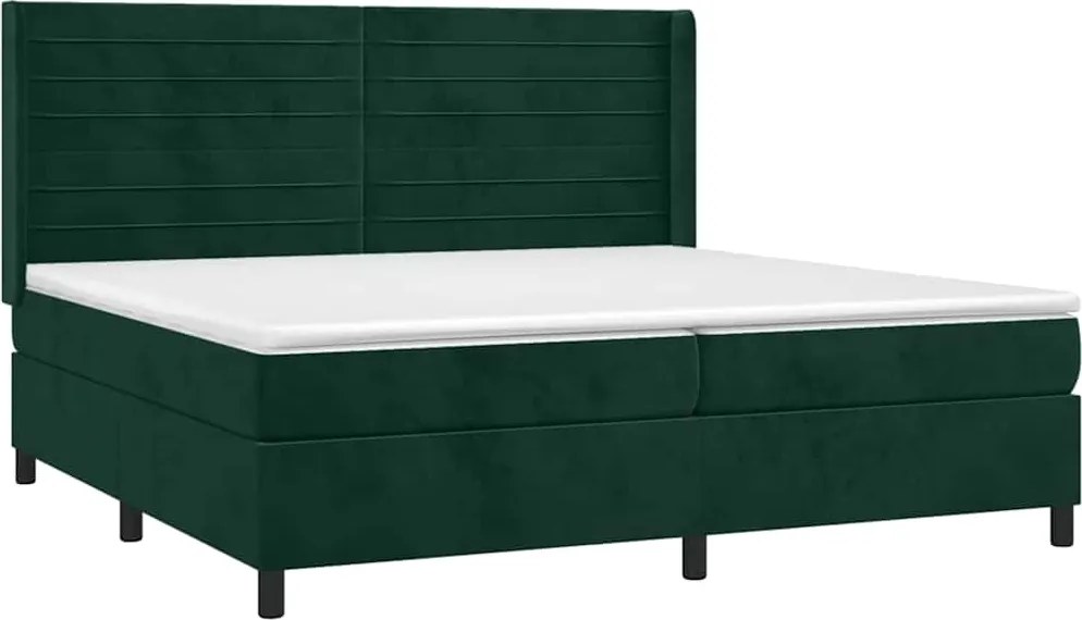 Box spring postel s matrací tmavě zelená 200x200 cm samet 3132762