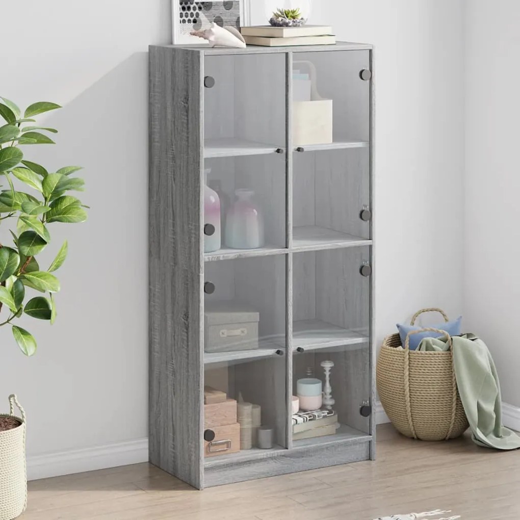 Highboard s dvířky šedý sonoma 68x37x142 cm kompozitní dřevo