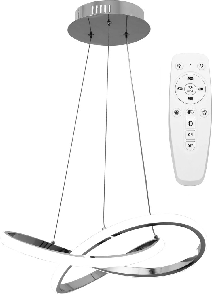 Toolight - LED závěsné svítodlo prstenové + dálkové ovládání APP389-CP, chrom, OSW-06905
