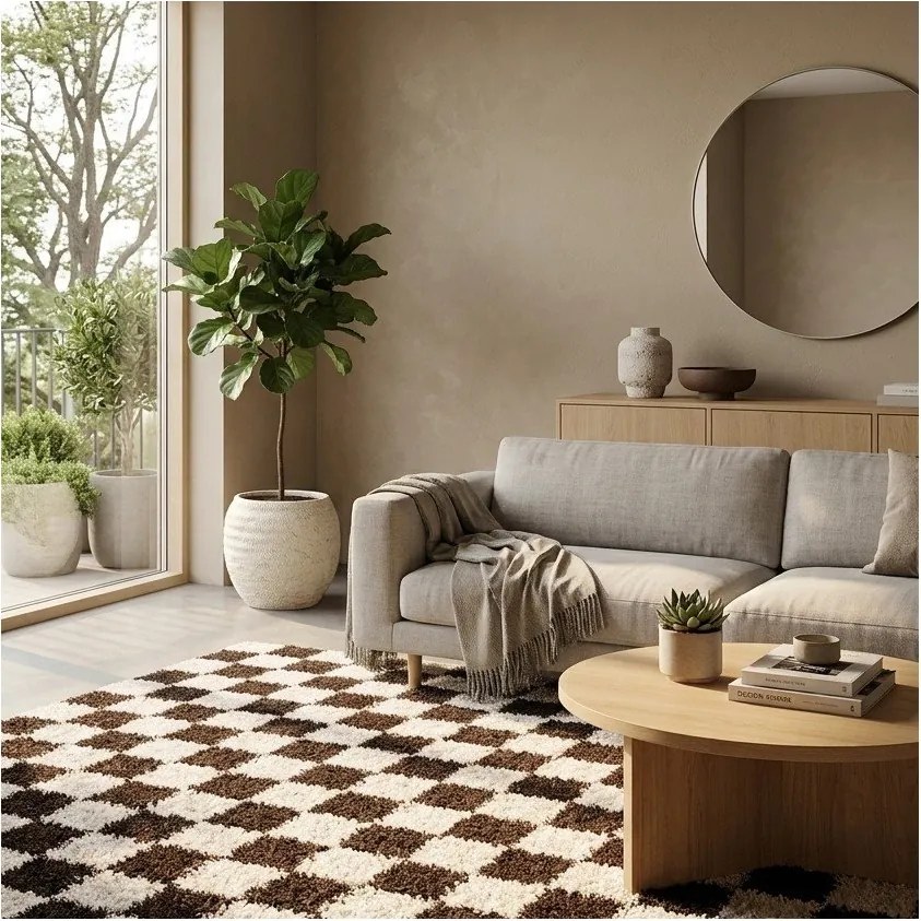 Hnědý/krémový koberec 80x150 cm Grida – ESTE
