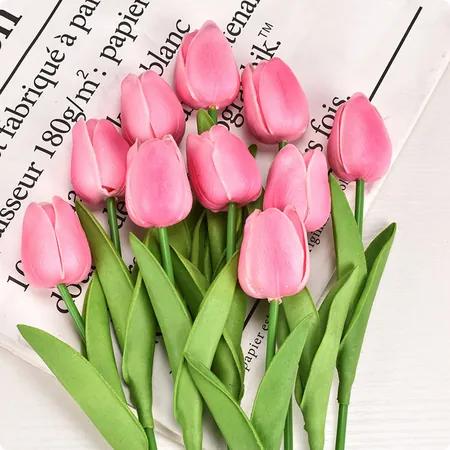 Bytová dekorace - kytice umělých tulipánů - 10 kusů Barva: 15 růžová