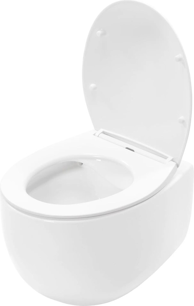 Rea Lars, závěsná WC mísa Rimless 50x37x29 cm včetně sedáku s pomalým zavíráním, bílá, REA-C9500
