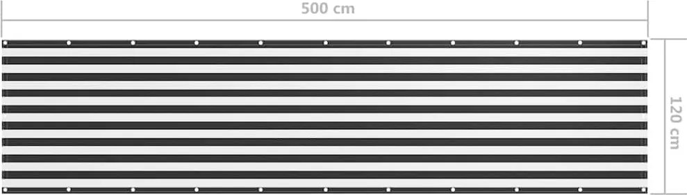 Balkónová zástěna antracitová a bílá 120x500 cm oxfordská látka 134886
