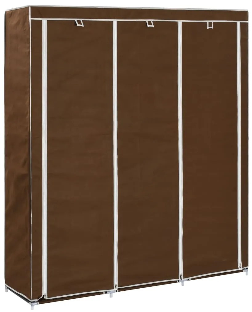 Šatní skříň s přihrádkami a tyčemi hnědá 150x45x175 cm textil 282454