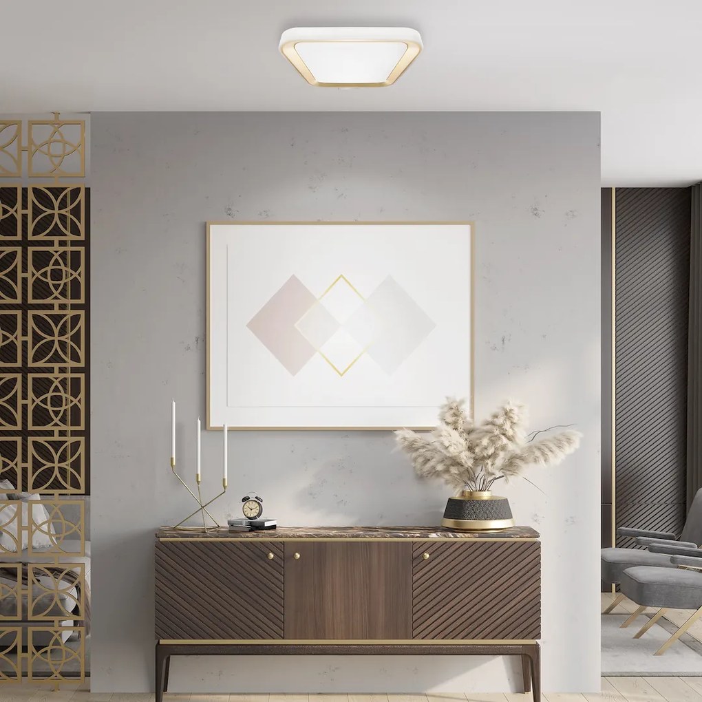 Stropní LED svítidlo Quadro, 1x LED 38w, 3000-6000k, g, s ovladačem