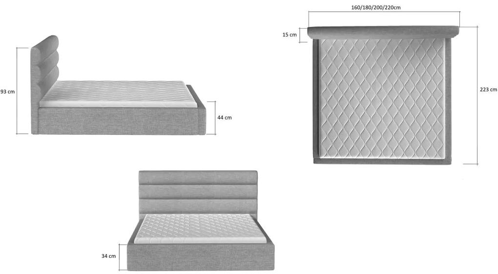 Čalouněná postel CARAMEL - Monoilth 77 - 160x200cm - Dřevo