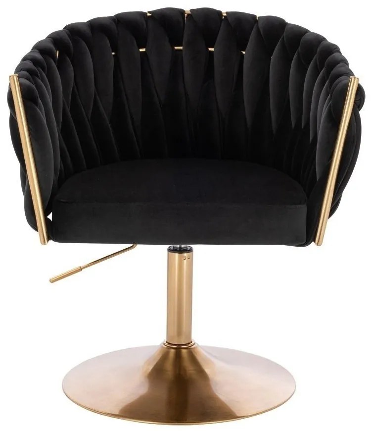 LuxuryForm DESIGN Otočná židle NORDEN VELUR na zlatém talíři - černá