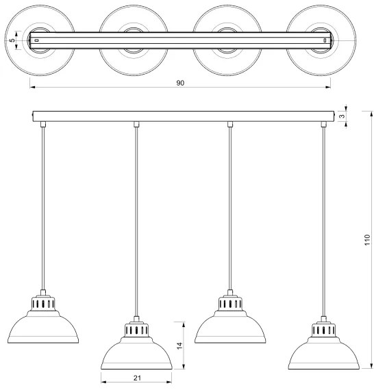 Lustr na lanku SVEN 4xE27/15W/230V černá