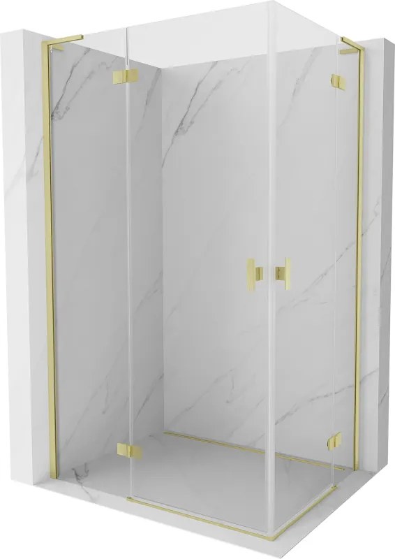 Mexen Mist-H L Duo, 2-křídlý ​​sprchový kout 115 x 80 cm, čiré sklo, zlatý matný profil, 8A5L-115L-080P-55-00