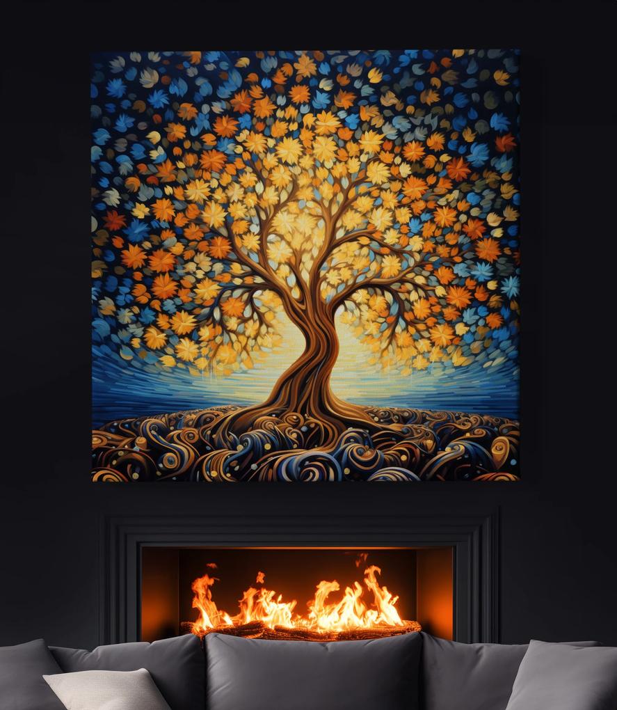 Obraz na plátně - Strom života s květy FeelHappy.cz Velikost obrazu: 120 x 120 cm