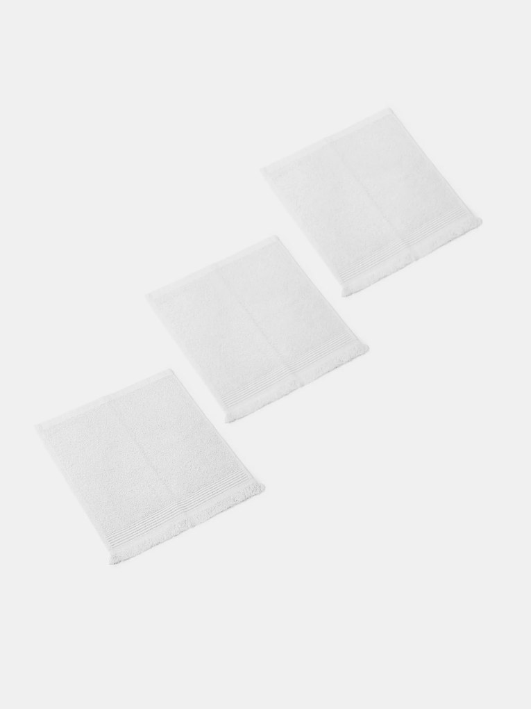 Sinsay - Sada bavlněných ručníků s třásněmi 3 pack - bílá
