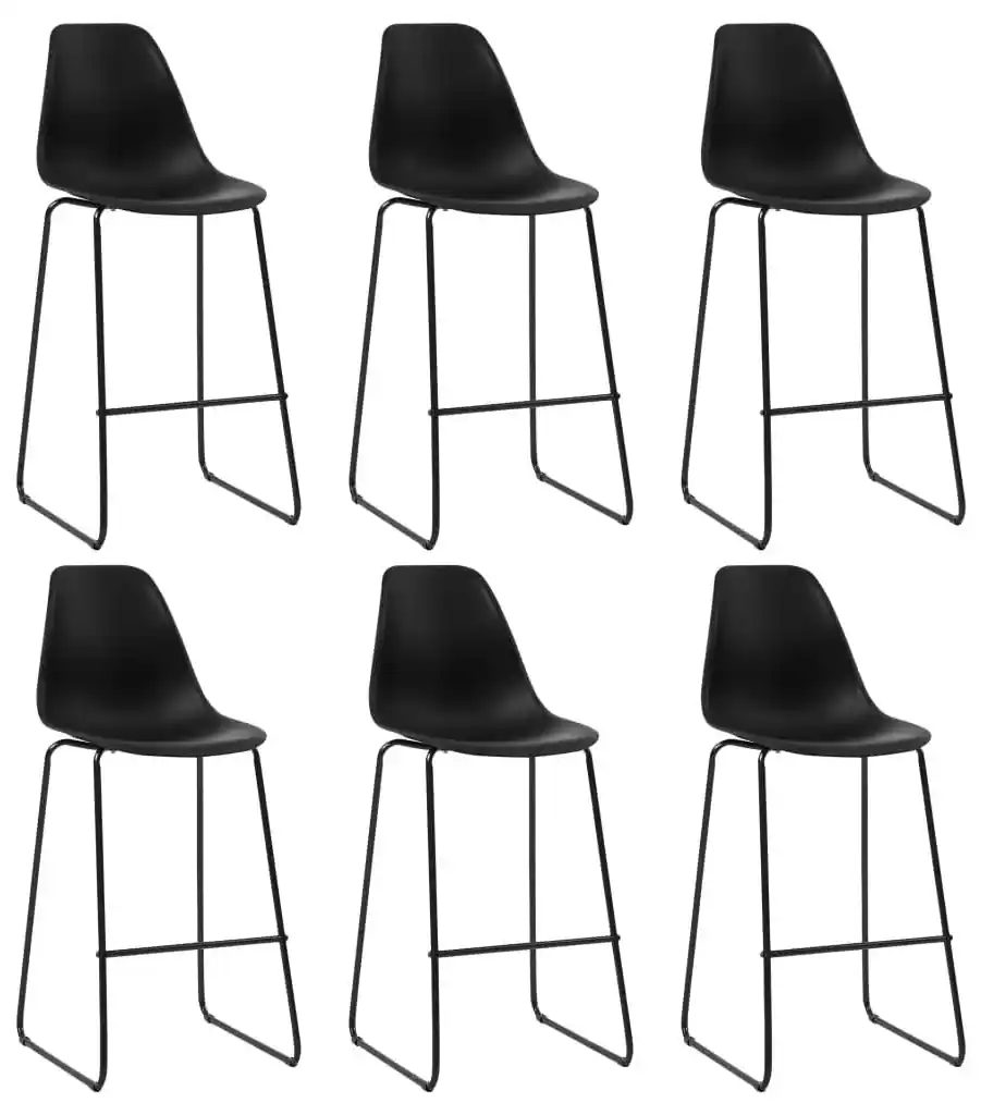 Barové židle - 6 ks - plast | černé | BIANO