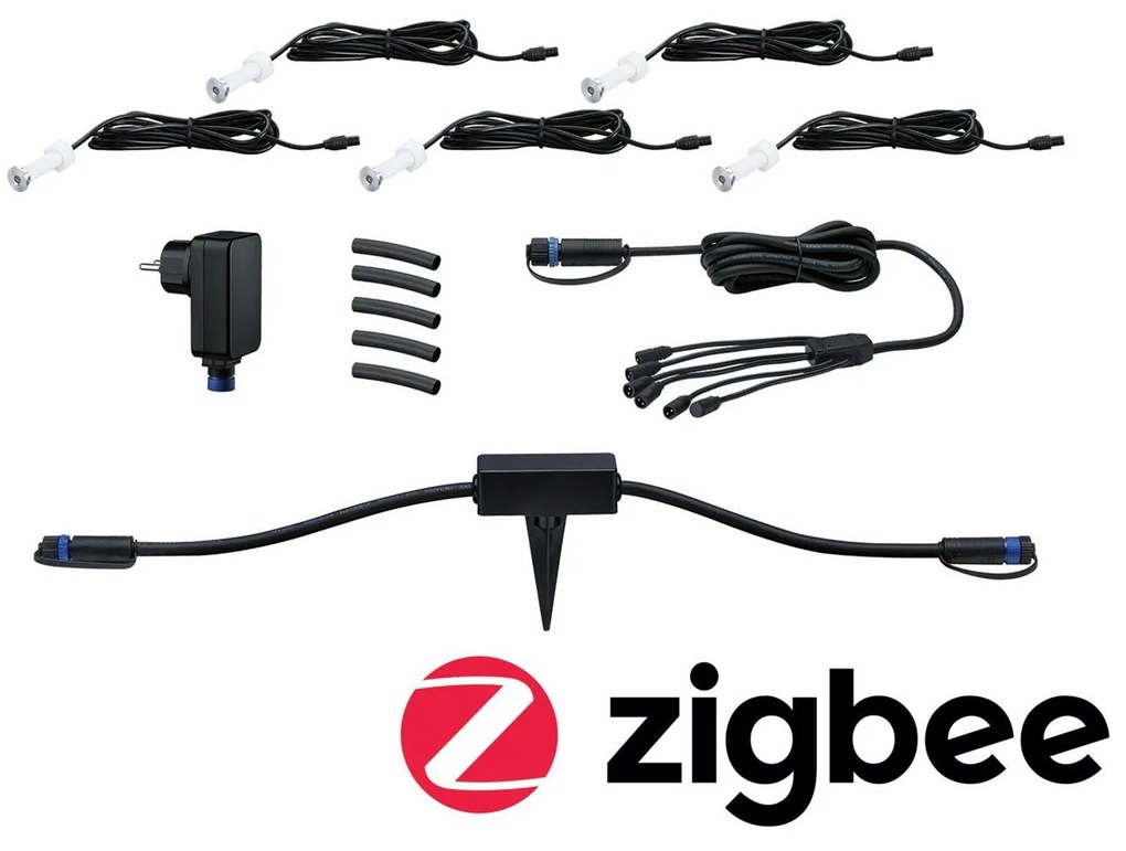 P 5063 Plug & Shine set Smart Home Zigbee 3.0 LED zemní svítidlo MicroPen IP67 3000K 5x0,2W 21VA stříbrná Smart Home Zigbee - PAULMANN