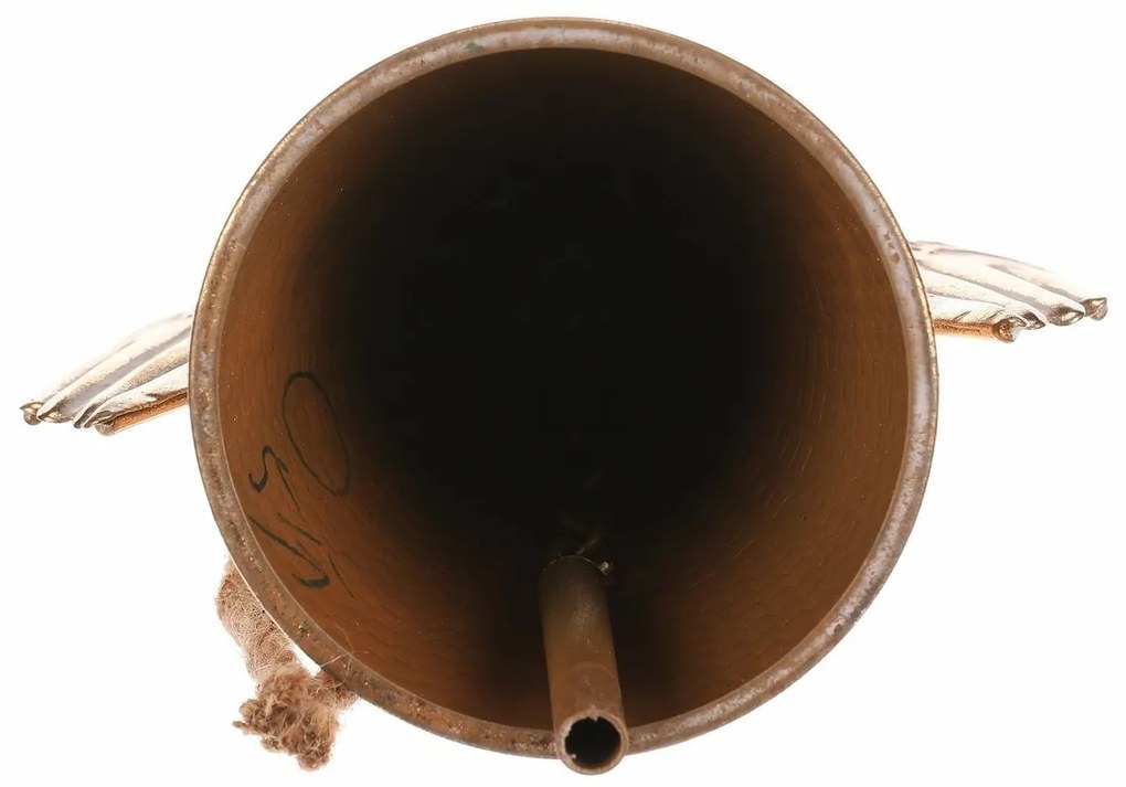 Závěsná kovová vánoční dekorace Anděl zvon 24 cm, zlatá