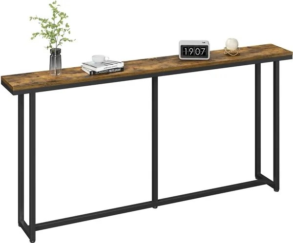 Odkládací stolek Yaheetech – rustikální hnědá, 160 cm (délka) × 20 cm (šířka) × 81 cm (výška) (256999167573)