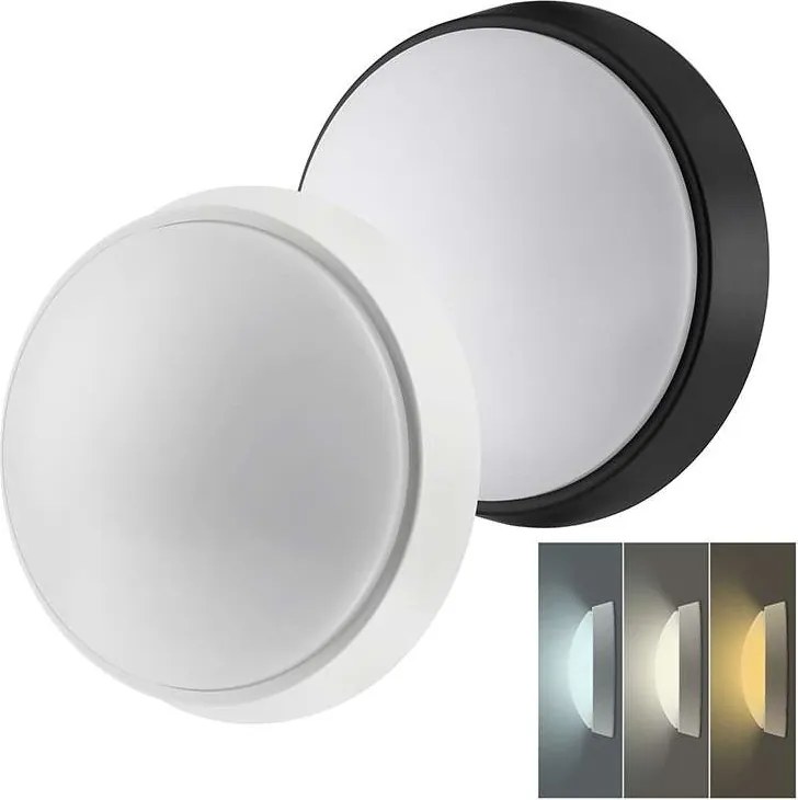 LED venkovní světlo WO779 nastavitelné - kruh 22 cm, 2 kryty, černá / bílá