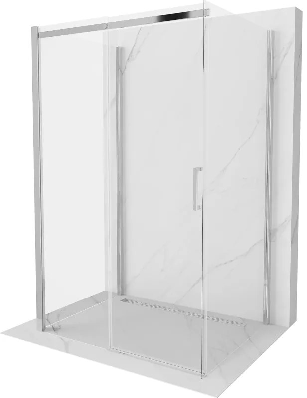 Mexen Omega 3-stěnový sprchový kout 110x80 cm, 8mm čiré sklo - chromový profil, 825-110-080-01-00-3S