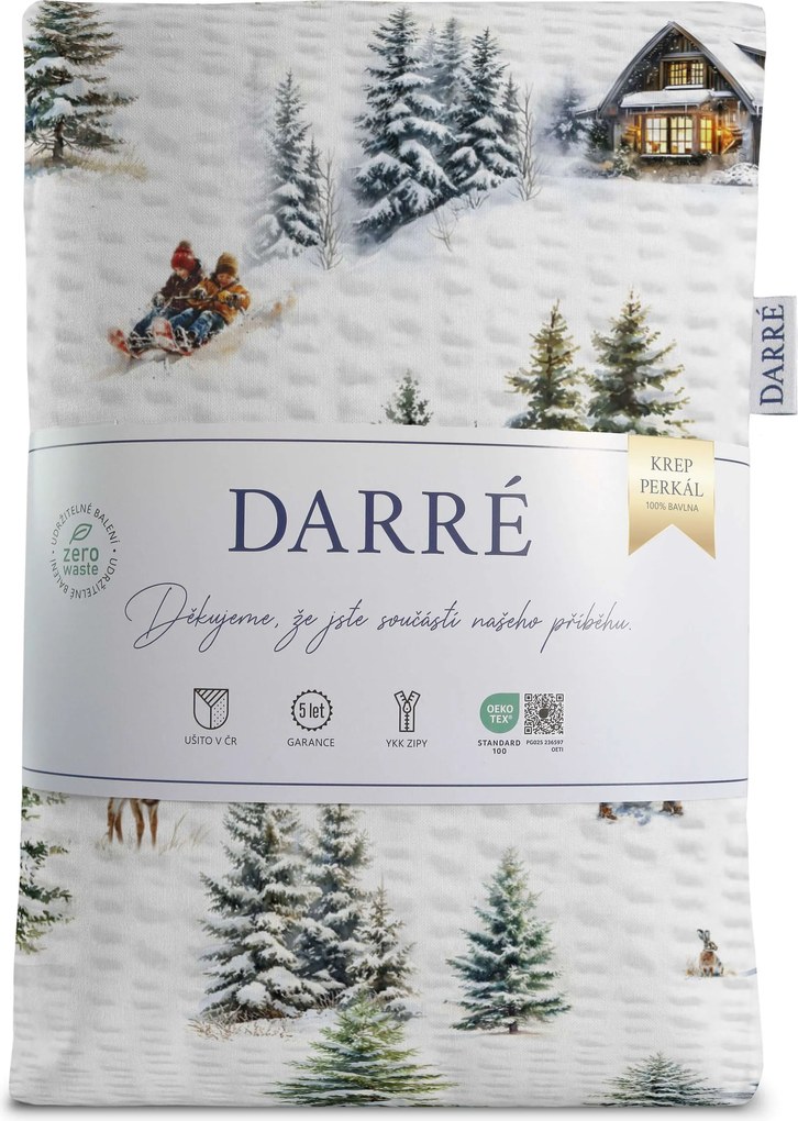 Krepové prodloužené povlečení Vánoce na horách - duo Velikost: 140 x 220 + 70 x 90