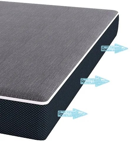 Mattress Natura ECONOMY OXFORD LEN PROFIL 10 H2/H3 200 x 180 cm, prošívaný šedo-černý trvanlivý potah Oxford Len s vodoodpudivou úpravou Air Space 3D boční strana