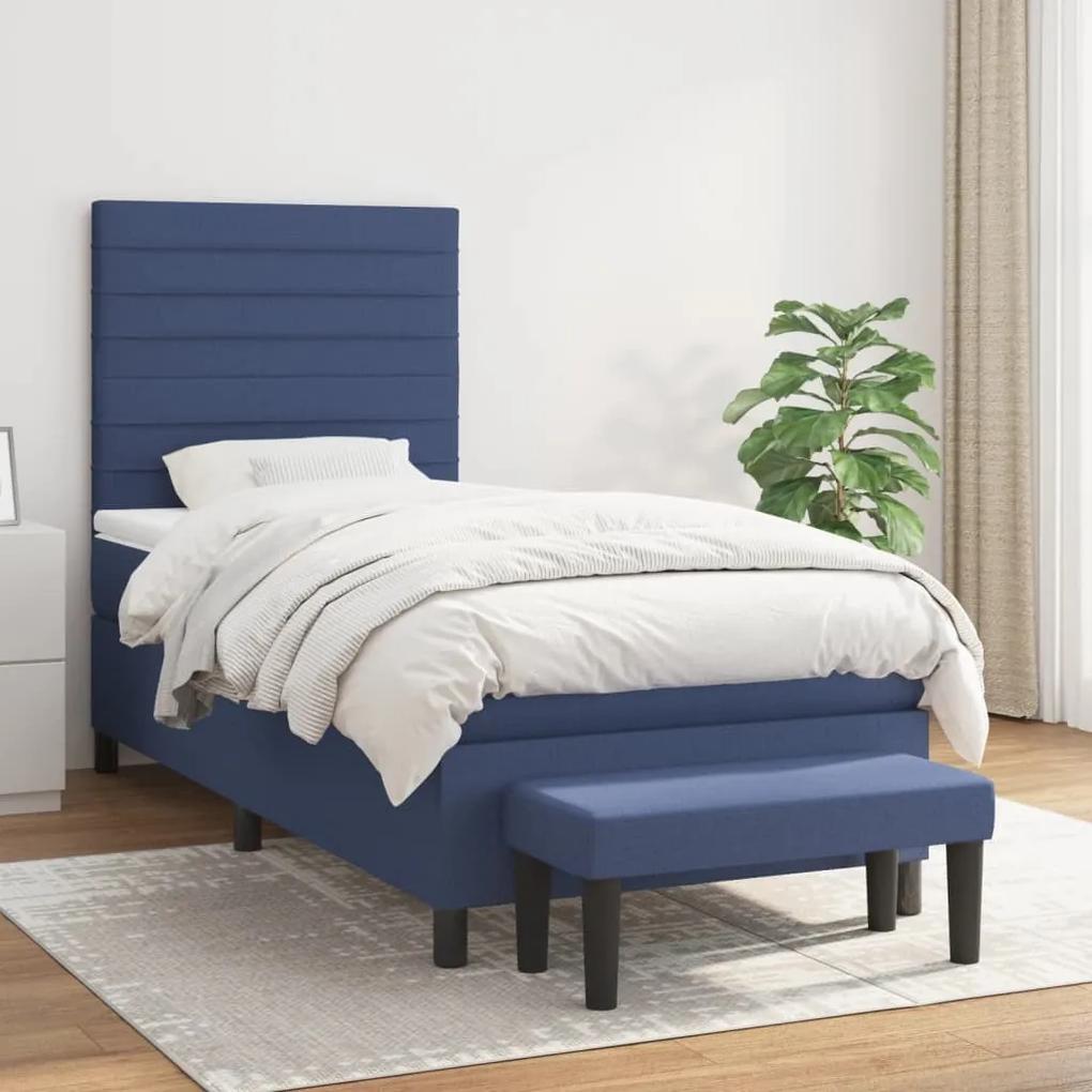 vidaXL Box spring postel s matrací 90x190 cm textil [3136643] Barva: Modrá