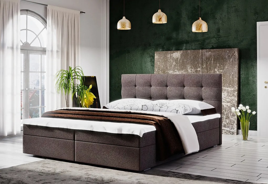 Čalouněná postel FADO 2 + rošt + matrace + topper, 140x200, Cosmic 800